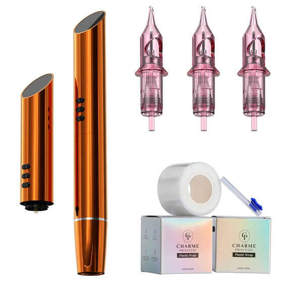 PMU Kit Orange Rita Wireless PMU Tattoo Pen with 3 boxes Cartridge Nee ...